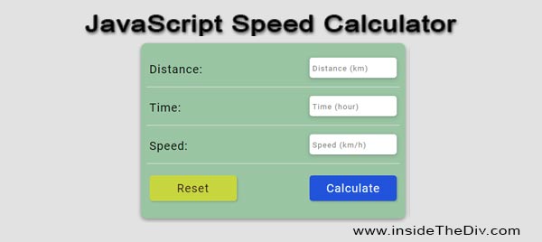 JavaScript Simple Projects With Source Code Speed Calculator